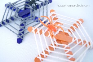 Halloween Popsicle Stick Spiderwebs - Happy Hour Projects