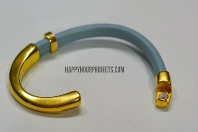 Gold & Leather Curved Clasp Bracelet - Happy Hour Projects