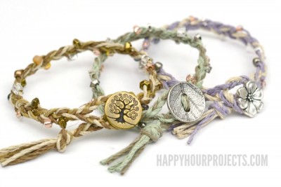 DIY Beaded Button-Clasp Hemp Bracelets - Happy Hour Projects