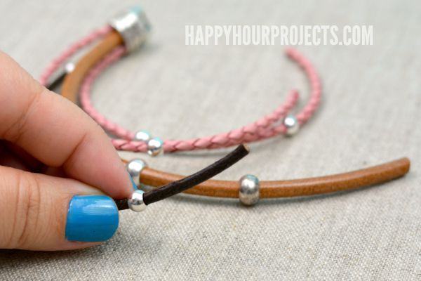 Easy Beaded DIY Leather Bracelet - Happy Hour Projects