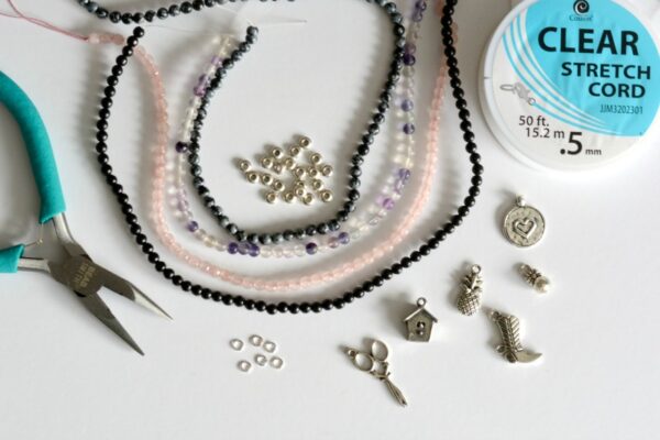 Gemstone + Pewter Charm Easy DIY Bracelets - Happy Hour Projects