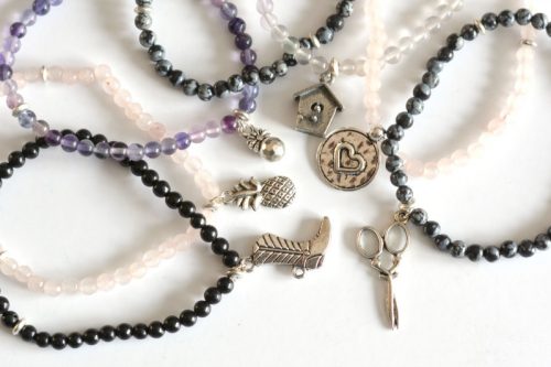 Gemstone + Pewter Charm Easy DIY Bracelets - Happy Hour Projects